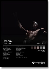 Plakát Travis Scott Utopia Dárek pro chlapce ozdoba album v rámečku A3