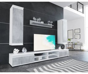 Obývací stěna Nala (šedá, bílá, 220 cm)