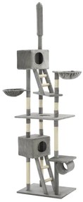 Škrabadlo pro kočky se sisalovými sloupky 230–260 cm šedé 170522