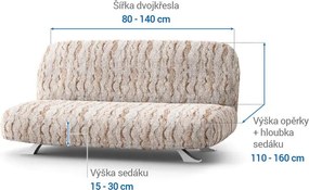 Bielastické potahy OCEANO NOVÉ béžové dvojkřeslo s dřevěnými rukojeťmi (š. 80 - 140 cm)