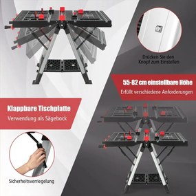 Costway Skládací pracovní stůl výškově nastavitelný, 55 - 82 cm TH10046RE