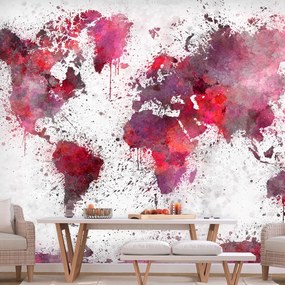 Fototapeta svět ve vodových barvách - World Map: Red Watercolors