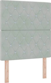 Postel s boxspringem s čelo Světle šedá 80 x 200 cm samet 3344837