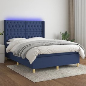 Box spring postel s matrací a LED modrá 140x200 cm textil 3139123