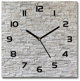 Wallmuralia Skleněné hodiny na stěnu Kamenná stěna 30x30 cm