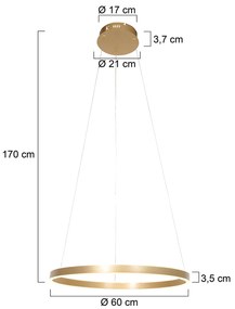 LED závěsné světlo Ringlux, Ø60cm, 2 zdroje, zlatá