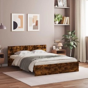 vidaXL Rám postele s čelem 140 x 190 cm Kompozitní dřevo [3207497] Barva: kouřový dub