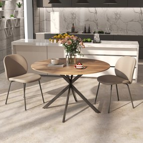 HOMCOM Kulatý Stůl pro 4 Osoby s Ocelovou Rámem Ø120x75 cm Tmavě Hnědý