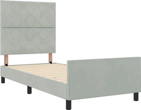 Postel s boxspringem s čelo Světle šedá 90 x 200 cm samet 3344981