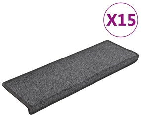 vidaXL Marketos Schodové rohože 15 ks 65 x 21 x 4 cm tmavě šedé s obdélníkovým okrajem
