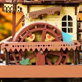 RoboTime 3D dřevěná mechanická skládačka Kukačkové hodiny barevné