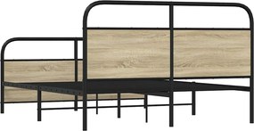Kovový rám postele bez matrace dub sonoma 150 x 200 cm 3318650