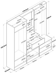 Předsíňová sestava Pome White and Walnut I