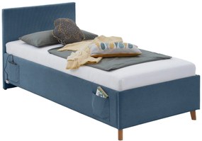 OnaDnes -20% Modrá manšestrová postel Meise Möbel Cool 120 x 200 cm s úložným prostorem