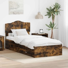 Rám postele s čelo Kouřový dub 70 x 190 cm Kompozitní dřevo 3413260