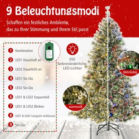 Costway 180 cm Umělý vánoční stromeček se světly Vánoční stromeček s 350