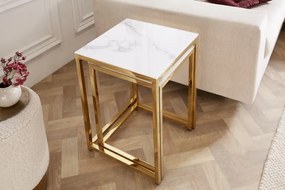 Noble Home 2 dílný set zlatých hranatých odkládacích stolků Elegance