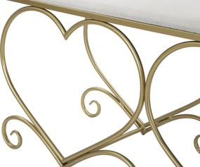 Lavice Heart 105 cm samet zlatá/krémová