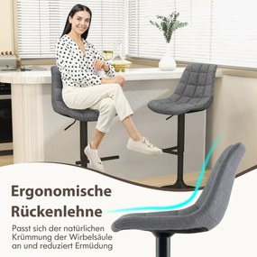 Costway Sada 2 barových židlí barová židle kuchyňská židle 360° otočná a výškově