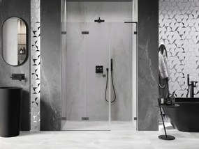 Mexen Lunar-F, L skládací levé sprchové dveře 150 cm, 8mm čiré sklo, grafitový profil, 836SL-150-050-95-00-L
