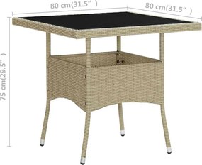 Zahradní jídelní stůl béžový polyratan a sklo 310551