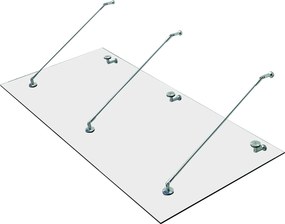 HOMCOM stříška skleněná stříška dveří z tvrzeného skla (ESG) nerezová ocel čiré sklo 3 velikosti (200x90cm) (L) | Aosom
