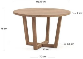 Hnědý akátový kulatý jídelní stůl Kave Home Nahla 120 cm