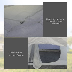 Outsunny Lehký Vzdušný Stan pro Kempování ve Tvaru Dómu pro 3/4 Osoby s Zipem a Taškou Oxford 320 x 240 x 130 cm Tmavě Modrá Světle Šedá
