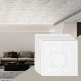Stropní dlaždice 12-balení 24 × 24 V PVC Snadná instalace Bílý echo vzor