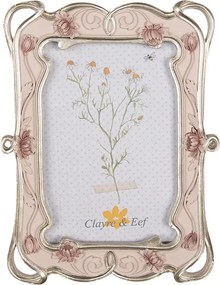 Pastelově růžový fotorámeček se zdobením a květy - 16*2*21 cm / 10*15 cm