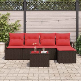 Set pohovek s polštářem 6 pcs Hnědá polyratan 3346354