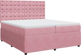 Box spring postel s matrací růžová 200x200 cm samet 3294747