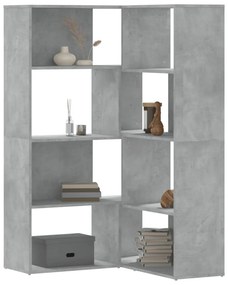 Rohová knihovna 4patrová betonově šedá 85x85x140 cm kompozit 3307813
