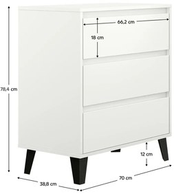 Kondela Komoda, bílá, BOGAN NEW 3S70