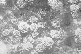 DIMEX | Samolepicí vliesová fototapeta na zeď Abstrakt růže II. MA-5-0378 | 375 x 250 cm | bílá, šedá