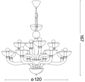 Ideal Lux - Lustr na řetězu CASANOVA 16xE14/40W/230V pr. 120 cm šedá