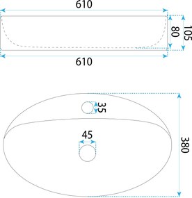 Rea Nastazja, umyvadlo na desku 610x375x105 mm, bílá lesklá, REA-U6359