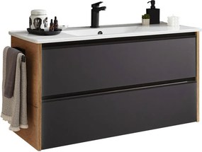XXXLutz SKŘÍŇKA S UMYVADLEM, černá, barvy dubu, 101 cm Sadena - Koupelnové série - 001864012302