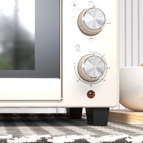 HOMCOM Mini trouba 21L Pizza Mini trouba Plech na pečení Plech na drobky 1400W Pultová trouba 1h Časovač 100-230°C Kovový krém | Aosom