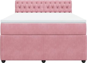 Box spring postel s matrací růžová 160x200 cm samet 3290093