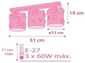 Dalber D-62143 - Dětské stropní svítidlo BUTTERFLY 3xE27/60W/230V