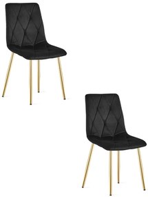 Set dvou jídelních židlí LIBRA sametové, černé / zlaté nohy (2 ks)