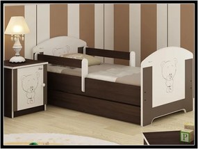 Dětská postel Oskar Medvídek II. 140x70 cm - Venge - 1x krátká + 1x dlouhá zábrana bez šuplíku