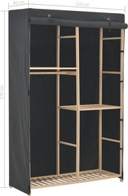 Šatní skříň se 3 policemi šedá 110 x 40 x 170 cm textil 248188