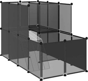 Klec pro malá zvířata černá 142 x 74 x 93 cm PP a ocel 340573