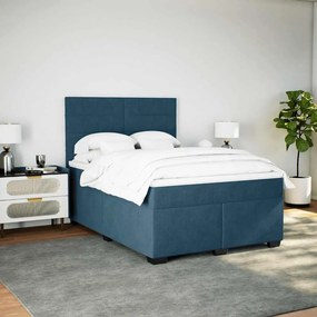 Box spring postel s matrací modrá 140 x 200 cm samet 3293234