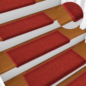vidaXL Kobercové nášlapy na schody 15 ks 65x21x4 cm [326194] Barva: Červená