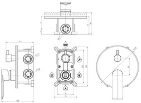 Slezák - RAV Vanová/sprchová baterie 3-cestná s podomítkovým tělesem a s boxem NIL - , Zlatá lesk