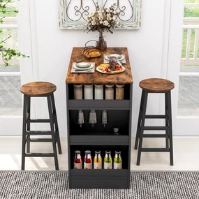 Costway Kuchyňský stůl se 2 stoličkami, prostorově úsporný bistro jídelní set