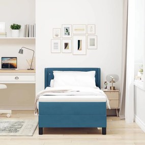 Postel s boxspringem s čelo Tmavě modrá 200 x 90 cm samet 3341400